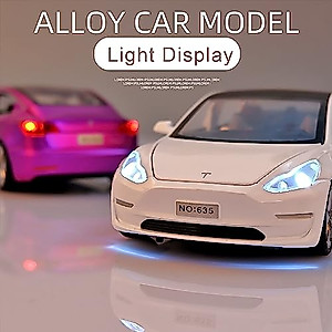 Addcean 1:32 Scale Toy Cars, Metal Die-Casting Model Cars with Light/Sound Pull Back Car Toys for Boys Girls 3+ Year Old Kids Birthday Gift, Model Toy Cars for Model 3 (1:32 Model 3-Black)
