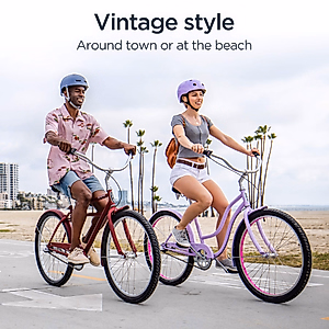 Schwinn Huron Beach Cruiser Bike for Adult, 3-Speed, Coaster Brake, 26-Inch Wheels, 17-Inch Step-Over Steel Frame, Full Front & Rear Fenders, Classic Handlebar, Red