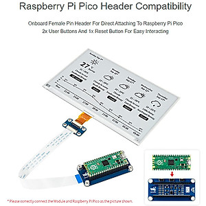 7.5inch E-Paper Display Module for Raspberry Pi Pico, 800×480 Pixels Black/White Two-Color E-Ink SPI Interface, Wide Viewing Angle, Paper-Like Effect Without Electricity
