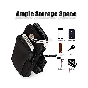 Sports Arm Bag, Water Bottle Pouch Universal Unisex Armbands Exercise Workout Running Gym Armbands Phone Holder Case with Earphone Hole for iPhone, Samsung Galaxy and LG (Black)