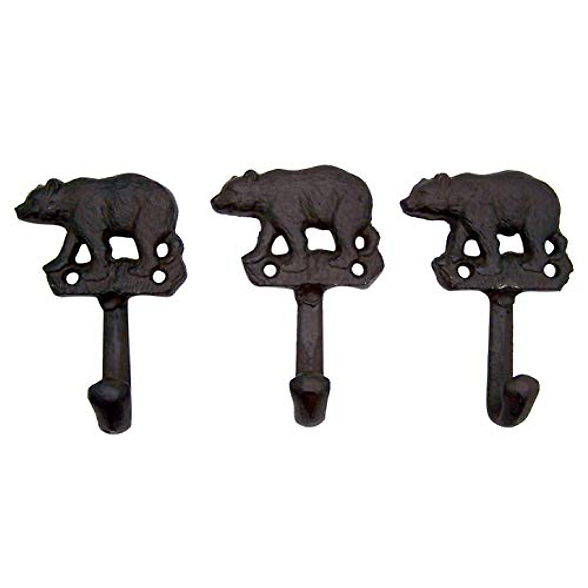 Metal Black Bear Wall Hooks Rustic Home Decor for Hanging Towels, Coats, Hats, Set of 3, 4 Inch