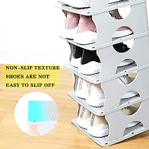 LGAQCOX 2 Pcs of 4 Tier Shoe Rack, Free Standing Shoe Racks for Closet, Free-Combination Narrow Shoe Storage Organizer for Bedroom & Entryway, Space Saver Stackable Shoe Shelf, Easy Assembly,White