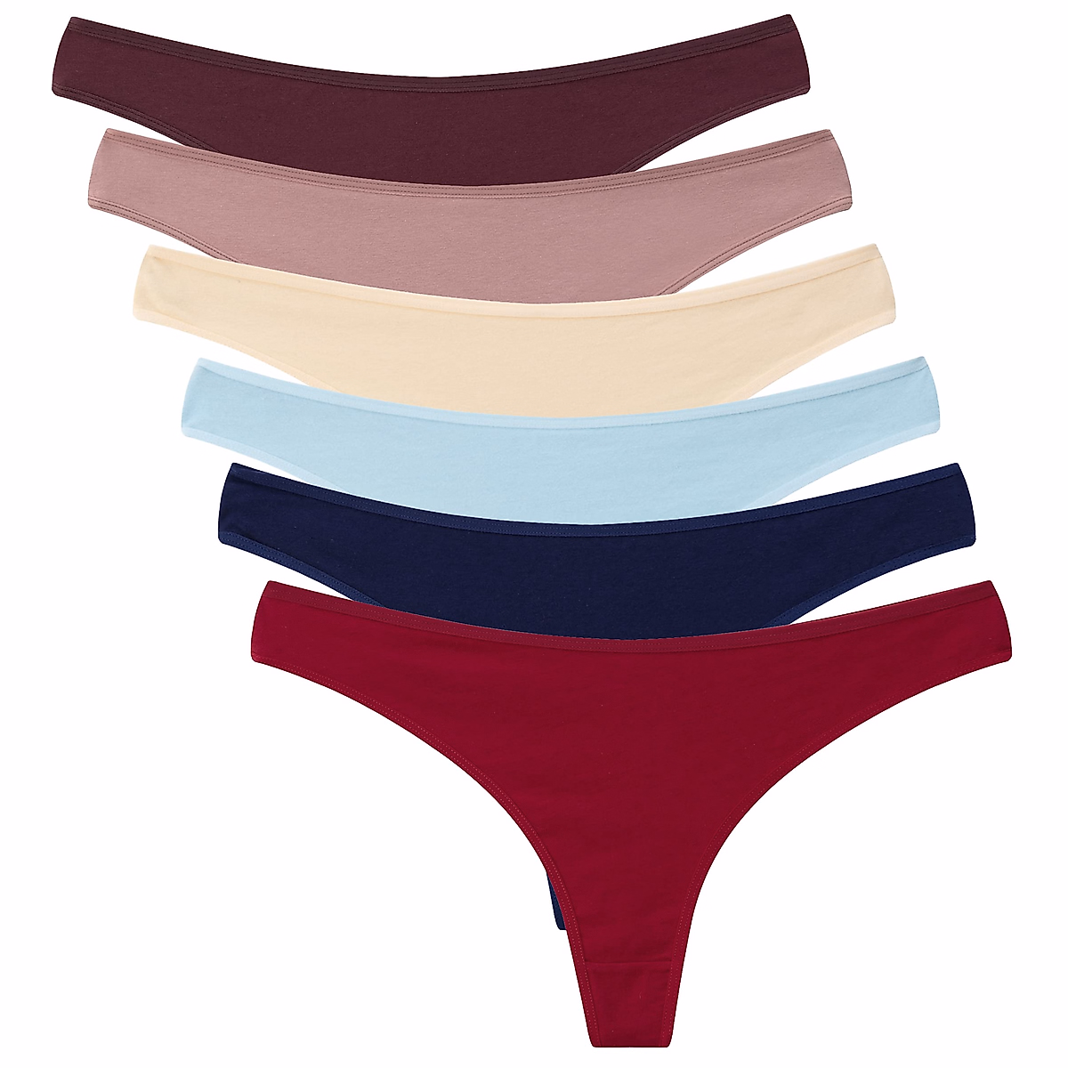 6 Pack Women's Thongs Cotton Breathable Panties Underwear Vintage Large