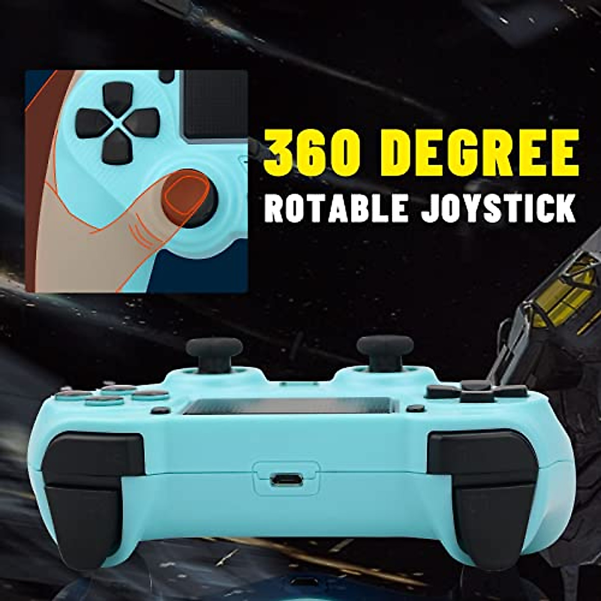 YsoKK 2 Pack Wireless Controller for PS4 Remote for Playstation 4/Pro/Slim/, with Double Shock/Stereo Headset Jack/Touch Pad/Six-axis Motion Control(Purple and Berry Blue)