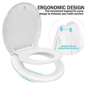Toilet Seat with Built in Potty Training Seat/Toilet Seat with Cover,Durable Plastic,Replacement Toilet Seats - Short White