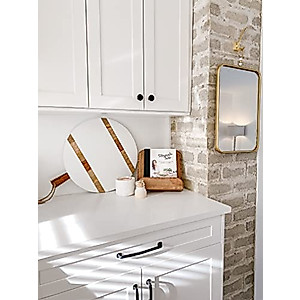 Mud Pie Large Round White/Natural Brown Wood Serving Paddle Board 25 1/5" x 20"