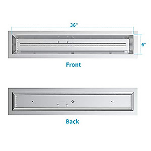 Skyflame Linear Stainless Steel Drop-in Fire Pit Pan and Burner for Indoor/Outdoor, 36 by 6 Inch Burning Area