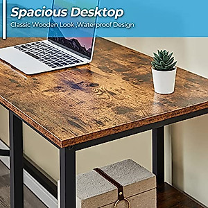 GreenForest L Shaped Computer Desk with Adjustable Storage Shelf, 59 inch Sturdy Corner Home Office Writing Table, Large Gaming Desk Workstation Space Saving,Easy Assembly,Brown