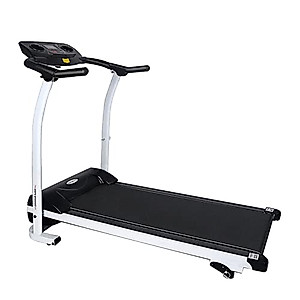 YSSOA High Performance Folding Treadmill, Workout Running Machine with LCD Display and Phone Slot, Compact Treadmill for Fitness Gym Exercise, White and Black.