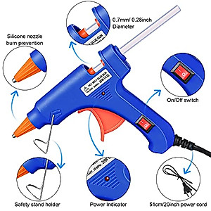 Zhengmy Mini Glue Gun for Crafts Glue Gun with Burn Protection Small Hot Glue Gun for School Craft Safe Glue Gun for Kids DIY Arts, Sealing, Home Repairs, 20 W (4 Pcs) Orange,Blue