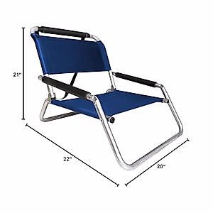 Neso Beach Chairs 2 Pack | Water Resistant with Shoulder Strap and Slip Pocket | Folds Thin (Navy, Regular)