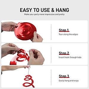 Quhora 36 Pcs Hanging Swirl Party Decorations, Sparkle Red Foil Ceiling Hanging Decorations for Birthday, Baby Shower, Engagement, Wedding, Anniversary, Graduation, Christmas, Thanksgiving