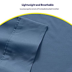 Sweet Home Collection 6 Piece 1500 Supreme Collection Brushed Microfiber Deep Pocket Sheet Set-2 Extra Pillow Cases, Great Value, Rv Short Queen, Denim