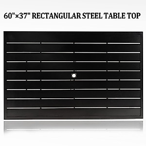 Crownland 7 PCS Furniture Patio Dining Set, 6 Stackable Metal Chairs and Rectangular Outdoor Dining Table with 1.57" Umbrella Hole, Suitable for Backyard, Lawn, Garden (Metal Tabletop)