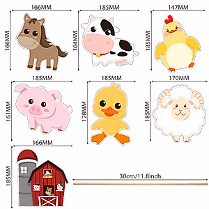 Blulu 28 Pieces Farm Animal Party Decorations Farm Animals Centerpiece Sticks Animals Cutouts Table Toppers for Theme Party Birthday Party Baby Shower Supplies (Farm Animal)