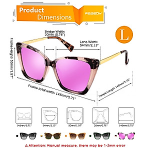 FEISEDY Trendy Polarized Women Sunglasses, Retro Womens Square Cat Eye Sun Glasses B4134