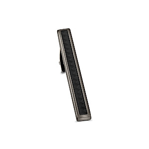 MERIT OCEAN Men Tie Bar Clip 2.2" Inches Brass Gun-black Plated Carbon Fiber Regular Fashion Tie Bar Clips (Gun black)