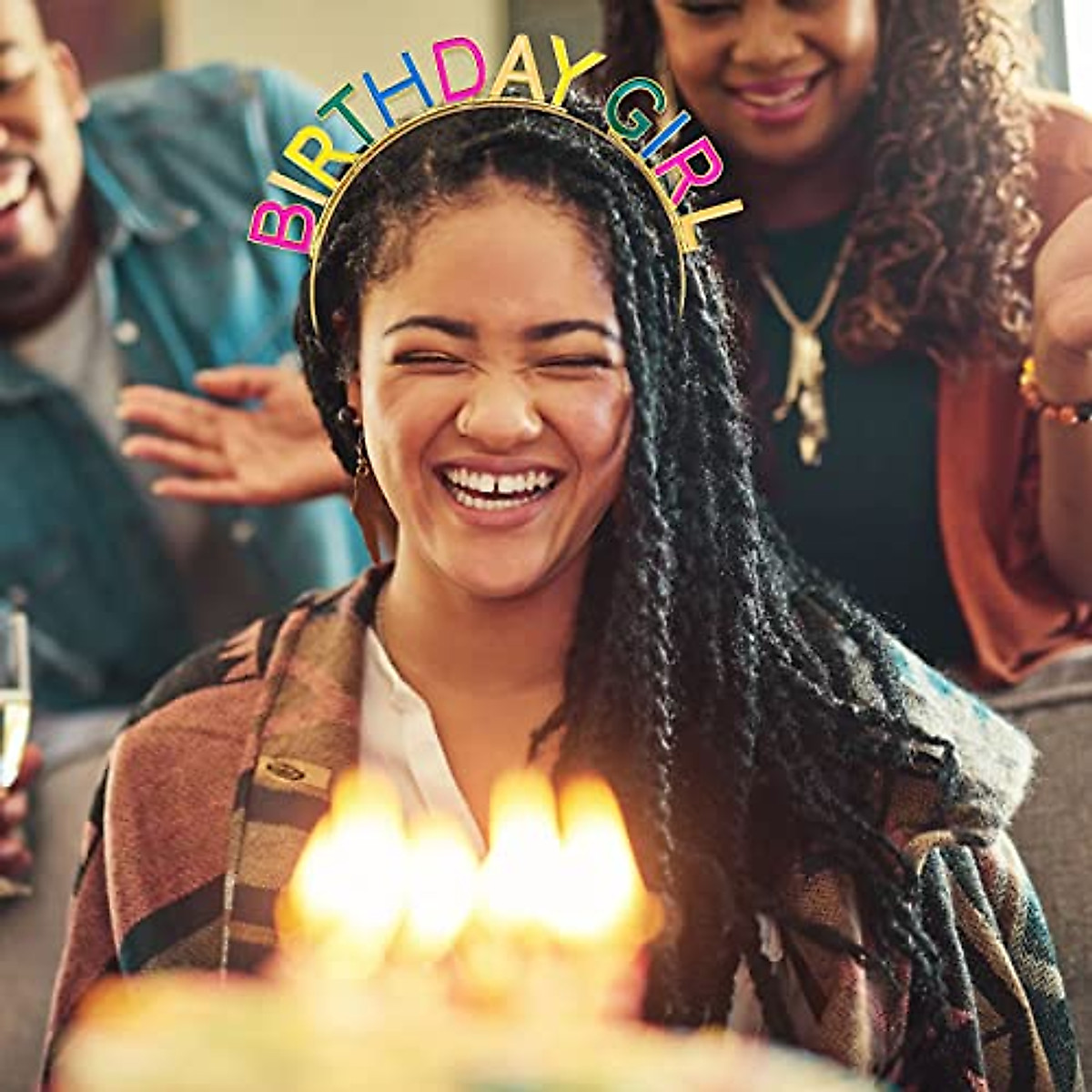 Happy Birthday Crown Rainbow 'BIRTHDAY GIRL' Alloy Colorful Headband Birthday Headpiece for Party Decorations and Women Girls Birthday Gift