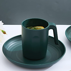 Kyraton 16-Piece Unbreakable Polypropylene Dinnerware Set, Dark Green, Microwave Safe