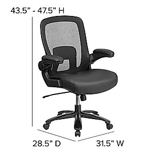 Flash Furniture HERCULES Series Big & Tall 500 lb. Rated Black Mesh/LeatherSoft Executive Ergonomic Office Chair with Adjustable Lumbar
