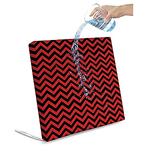 Porch Outdoor Chair Seat Cushion Covers Set Simple Ripple Waterproof Chair Pad Cover Black Red Chevron Stripe Slipcovers 4 Pack 20" x 18" x 4"