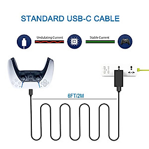 6FT Long PS5 Controller Charger Cable for Xbox Series Controller,PS5 Charging Cord,USB Data Sync Cable for Xbox Series S/X,Playstation 5,PS5 Slim/Pro,Charge and Play Wire