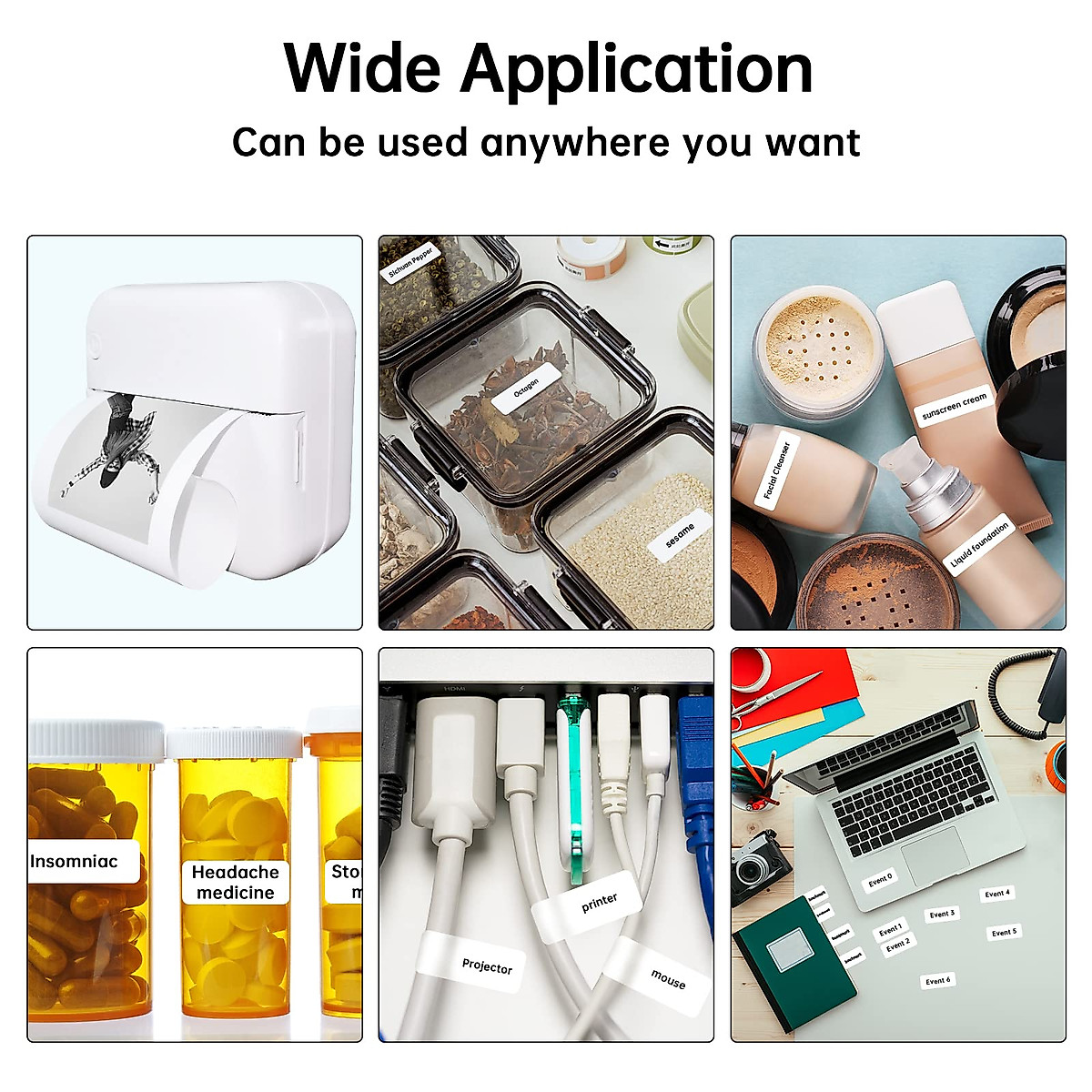 Label Maker, Mini Label Maker Machine with Tape, Portable Bluetooth Label Printer, Wireless Labeler Handheld Sticker Maker Included Multiple Templates Available for Storage, Study, Office, Home