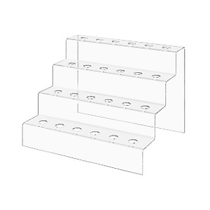Marketing Holders Wine Bottle Topper Liquor Pourer Display Stand Multi Level 24 Slot Rack with .75 Inch Wide Holes Clear Acrylic Riser 11.5" Wide by 10" Deep Retail Countertop Showcase