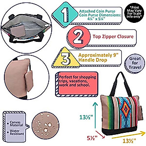 NGIL Canvas Tote Bag with Matching Coin Purse (Leopard Sunflower-Black)