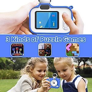Kids Camera Toys for 3-8 Year Girls Boys, Kids Digital Camera Video Camcorder Camera with Cartoon Soft Silicone Cover, 32G SD Card Included, Kids Christmas Birthday Gifts for Girls