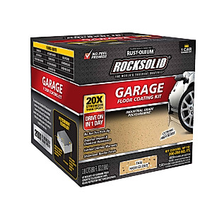 Rust-Oleum 60007 Rocksolid Polycuramine Garage Floor Coating, Tan, 1 Car Kit