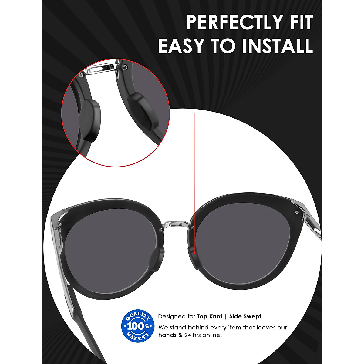 BLAZERBUCK Replacement Nose Piece Pads for Oakley Top Knot OO9434/Side Swept OO9445/HSTN OO9464/Wildrye OO9230 Sunglasses - Black