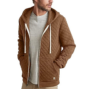 JMIERR Mens Hoodie Sweatshirt Casual Long Sleeve Full Zip Jacket with Pockets Quilted Hoodies for Men,US 46 (XL),A Khaki