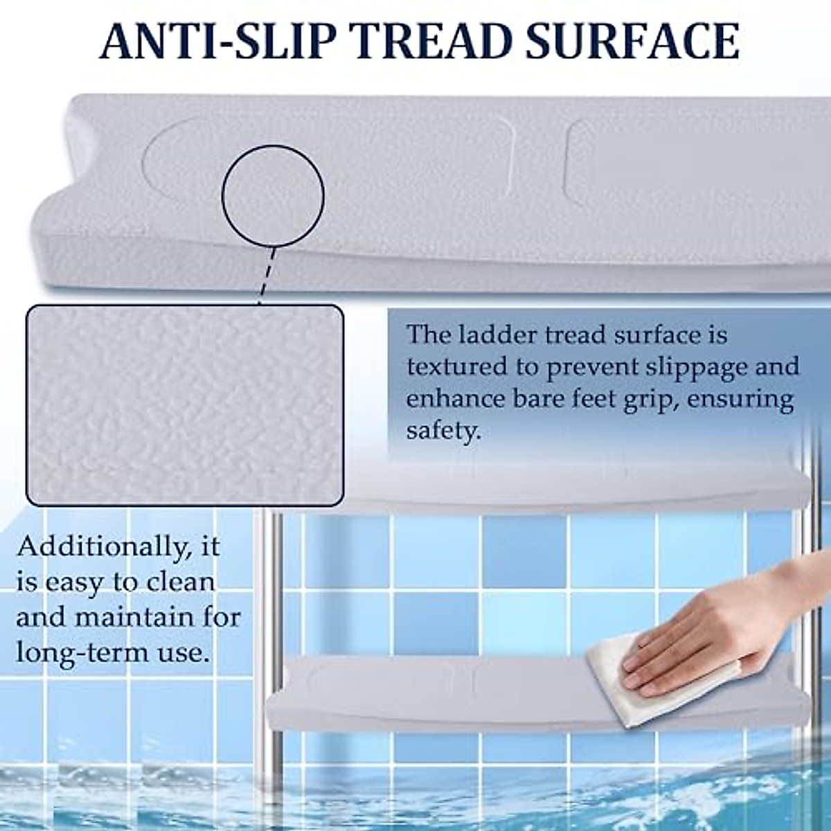 TonGass (3-Pack, White) Universal Fit for 17.3" Swimming Pool Ladder Replacement Steps for Inground Pools Plastic Ladder Steps for Above Ground Pool Ladder Replacement Steps for Pool Ladder