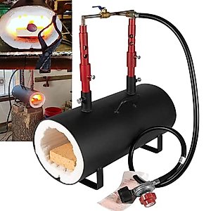 Camoo Double Burner Gas Propane Forge Furnace Blacksmithing Knife Tool Making Farriers Portable Dual Large Capacity, Oval, Deluxe Kit Jewelry Knife