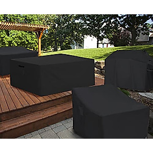 ABCCANOPY Outdoor Square Patio Furniture Covers 600D Oxford Heavy Duty Table Cover Waterproof Windproof Anti-UV Dust Proof Protective Covers Dining Table & Chair Set Cover 76x76x28 inches