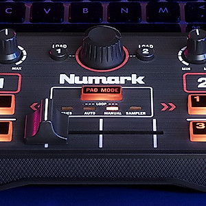 Numark DJ2GO2 | Ultra Portable Two Channel DJ Controller for Serato DJ Intro Featuring A Built In Audio Interface With Headphone Cueing, Pad Performance Controls, Crossfader and Jogwheel