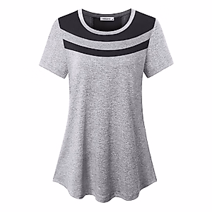 MOQIVGI Gym Clothes for Women Tops Short Sleeve Athletic Shirts and Tees Exercise Hiking Cycling Pilates Aerobics Yoga Activewear Grey XX-Large