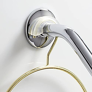 mDesign Steel Metal Curved Bathroom/Shower Caddy, Hanging Storage Organizer for Shampoo and Conditioner Bottles - 2-Tier Rack with Baskets - Holder for Soap, Body Wash, Concerto Collection, Soft Brass