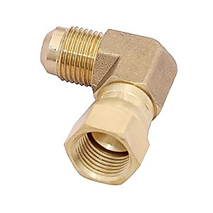 90 Degree Elbow Connector Coupling Adapter for Fire Pit,BBQ Grills and Olympian Wave Heater Brass Tube Fitting, Replacement for Camco 57633 (3/8" female swivel flare x 3/8" male flare)