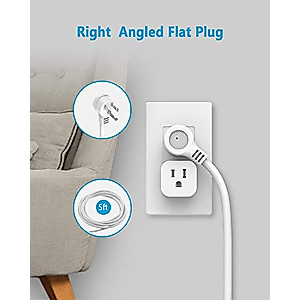Surge Protector with USB, TESSAN Power Strip Flat Plug with 6 Widely Spaced AC Outlets 3 USB Charging Ports, 1080 Joules Protection, Wall Mount Extension Cord 5 Feet, Dorm Home and Office Accessories