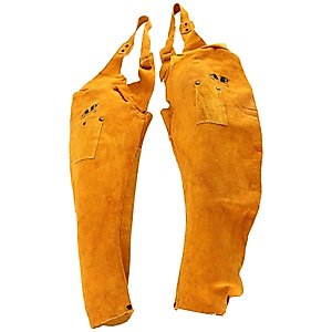 NXWVPC AP ALLYPROTECT.COM 23" Split Cowhide Leather Welding Sleeves W/Studs Front Around Neck, Quality Golden Heat Resistant Welders Sleeve
