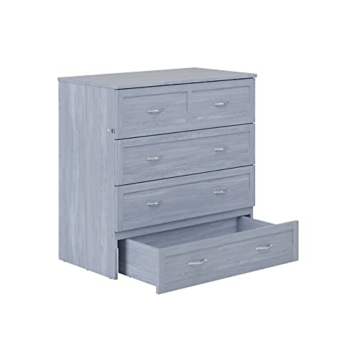 AFI Northfield Twin XL Size Murphy Bed Chest with Mattress, Storage, & Built-in Charger in Driftwood