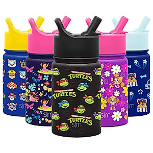 Simple Modern Teenage Mutant Ninja Turtles Kids Water Bottle with Straw Insulated Stainless Steel Toddler Cup for Boys, Girls, School | Summit Collection | 10oz, TMNT Turtles Unite