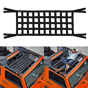 Seven Sparta Car Roof Net Hammock Mesh Cargo Netting Compatible with Jeep Gladiator JT & Jeep Wrangler YJ, TJ, JK, JKU, JL, JLU 1987-2024 4-door and 2-door