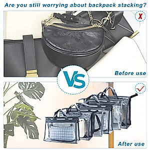 9Pcs Clear Handbag Storage Dust Cover Organizer Bags, Transparent Dustproof Purse Protector Storage Bag with Zipper Handles for Closet Shelf-3 Sizes (Grey)