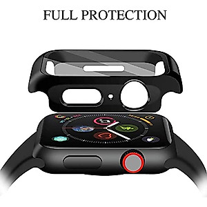 [2 Pack] Compatible for Apple Watch 42mm Series3/2/1 Tempered Glass Screen Protector with Hard Black Case, YMHML Full Coverage Easy Installation Bubble-Free Cover for iWatch Accessories