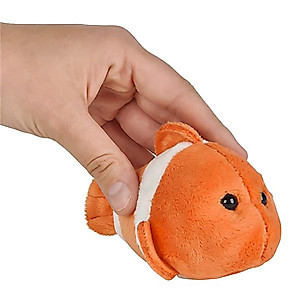 The Dreidel Company Plush Mighty Mights, 3.5" Inch Plush Stuffed, Super Soft and Cuddly Animal Toys, Classroom Decorations, Boys and Girls (Clown Fish)