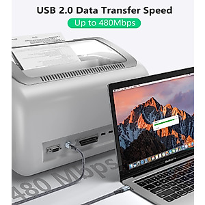 USB C Printer Cable 15ft, USB C to USB B Printer Cable Nylon Braid High-Speed USB C MIDI Cable for MacBook Pro/Air, Digital Piano MIDI Controller, HP Epson Canon Brother Lexmark Printers and Scanner