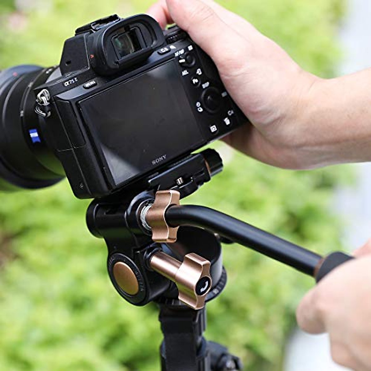 Soonpho Q-08S Heavy Duty Video Camera Tripod Fluid Drag Pan Head with Extended Handle for DSLR Camera,Camcorders,1/4 & 3/8 inch Screw Sliding Plate 360 Degree Rotating Tripod Head